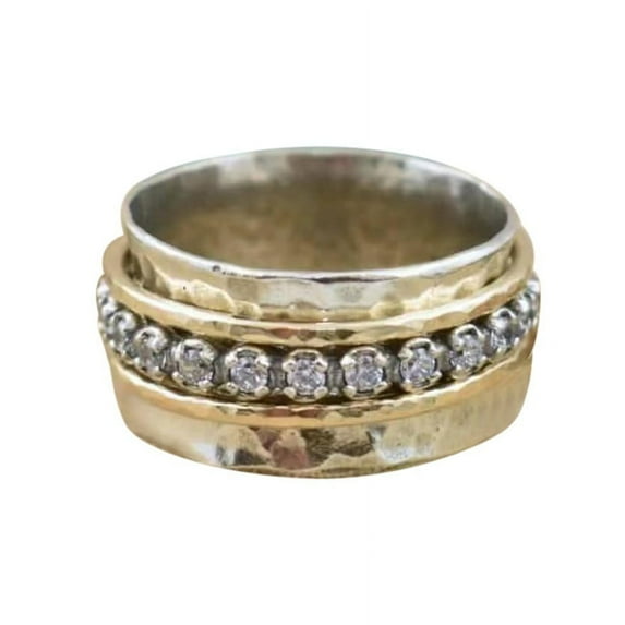 BNNG Heart Rings Anxiety Rings Plain Hammered Band Rings Heart Design ...