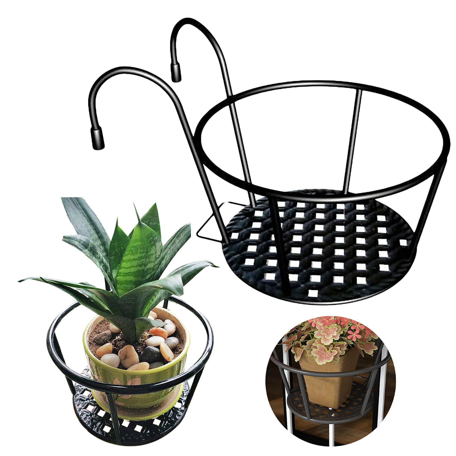 BNNG Iron Hanging Basket Flower Pot Support Home Outdoor Balcony Plant ...