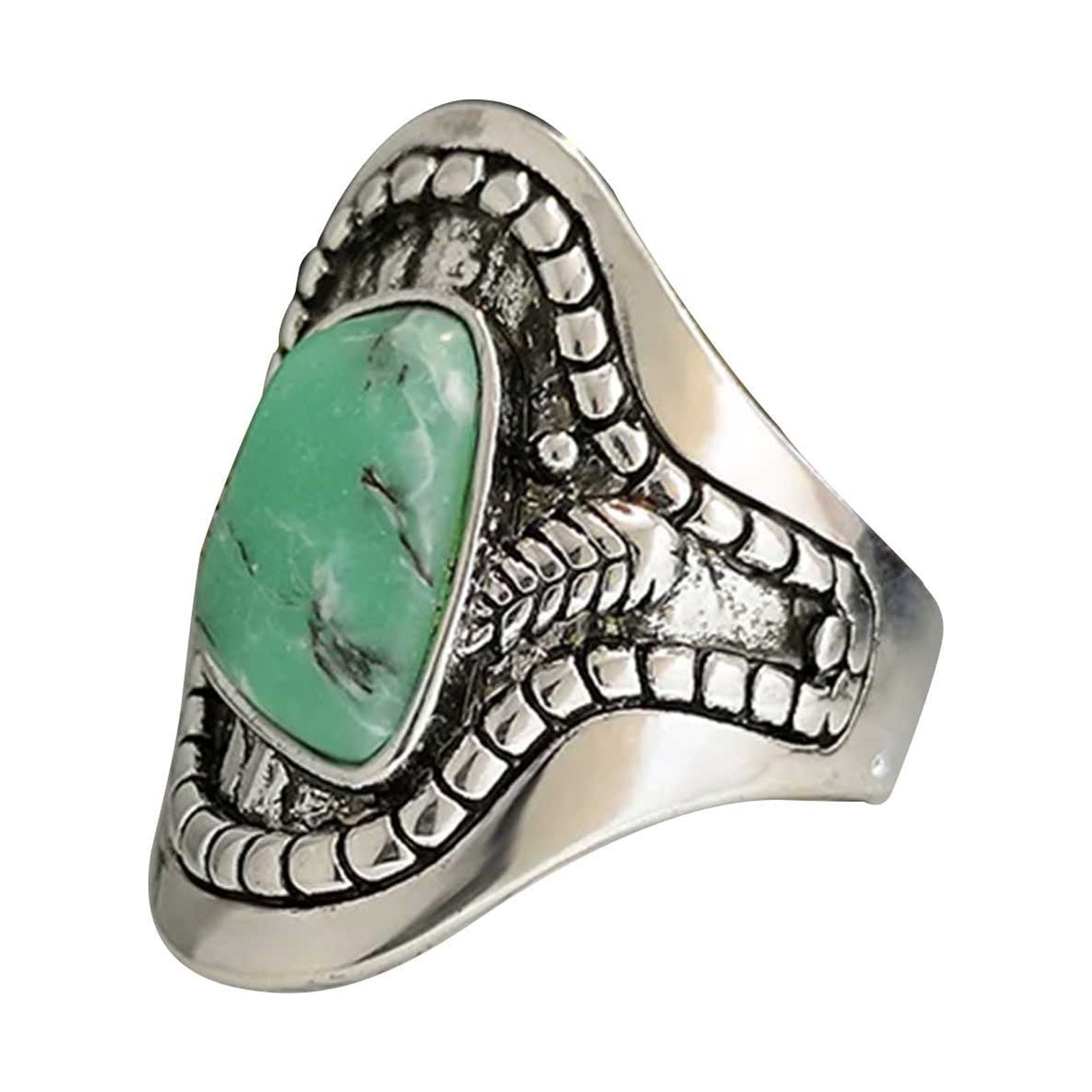BNNG Leaf Turquoise Ring Tree Leaves Pattern Chalcedony Ring ...