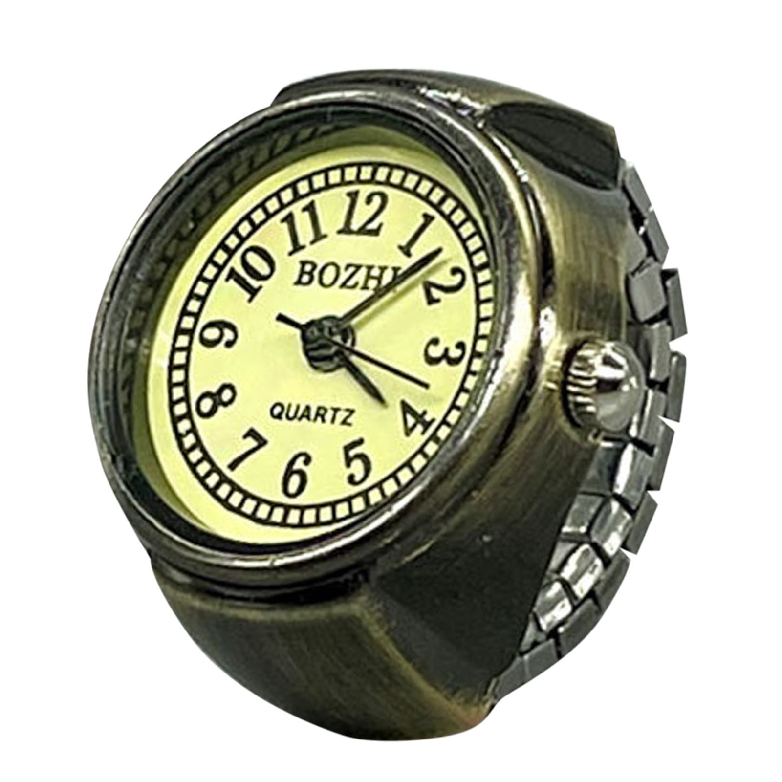 BNNG Men Women Finger Watch Creative Elastic Round Quartz Finger Ring ...