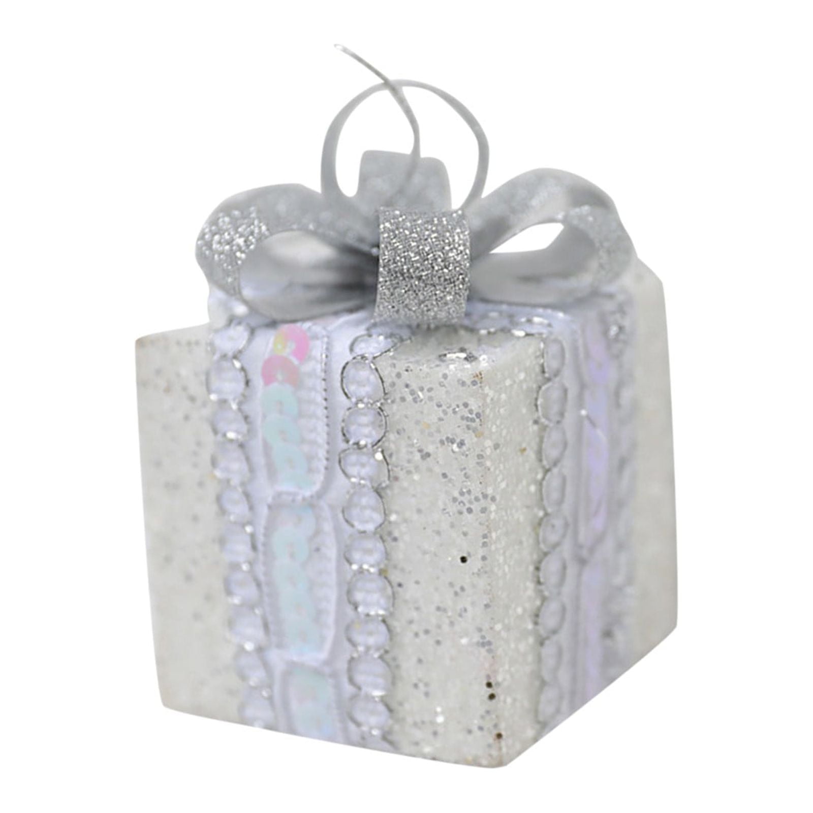 BNNG Mini Christmas Tree Present Boxes Sliver Glitter Fabric Box ...