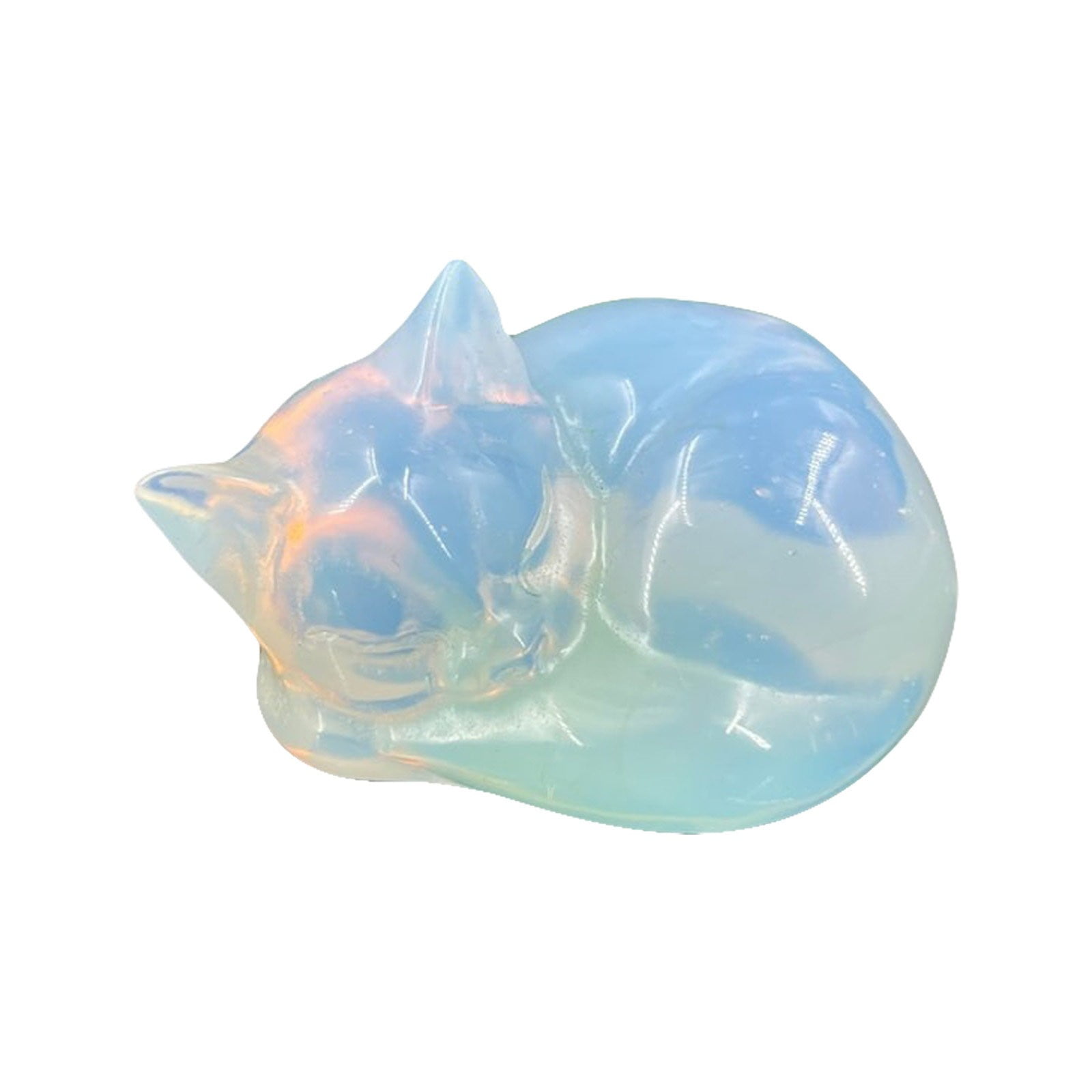 BNNG Natural Quartz Cat Crystals Statue Sleeping Cat Decor Figurine ...