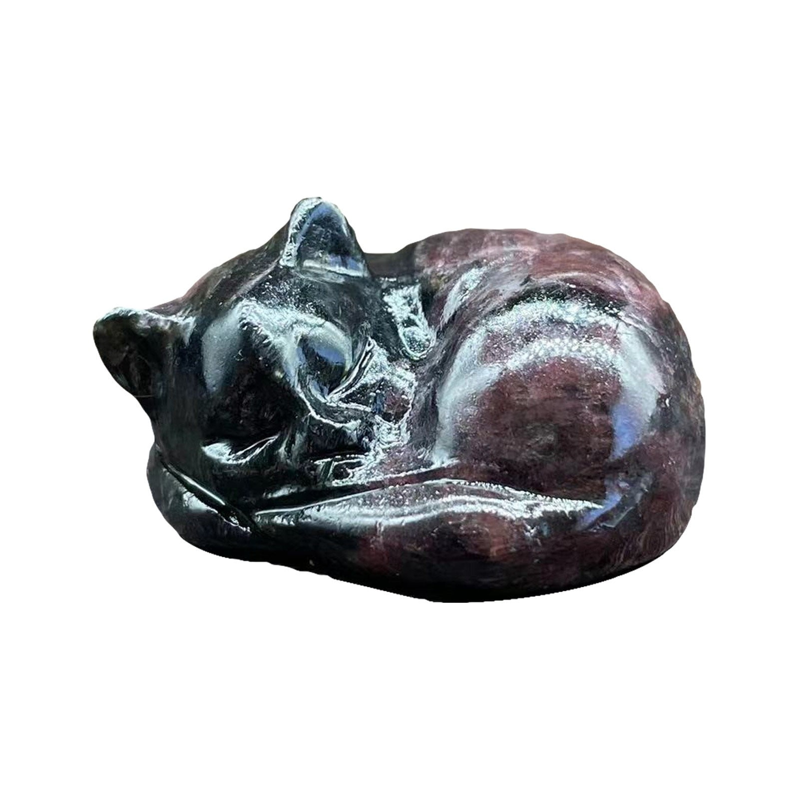 BNNG Natural Quartz Cat Crystals Statue Sleeping Cat Decor Figurine ...