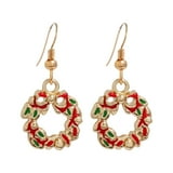 BNNG Red And Green Christmas Earrings Christmas Tree Bell Earrings ...