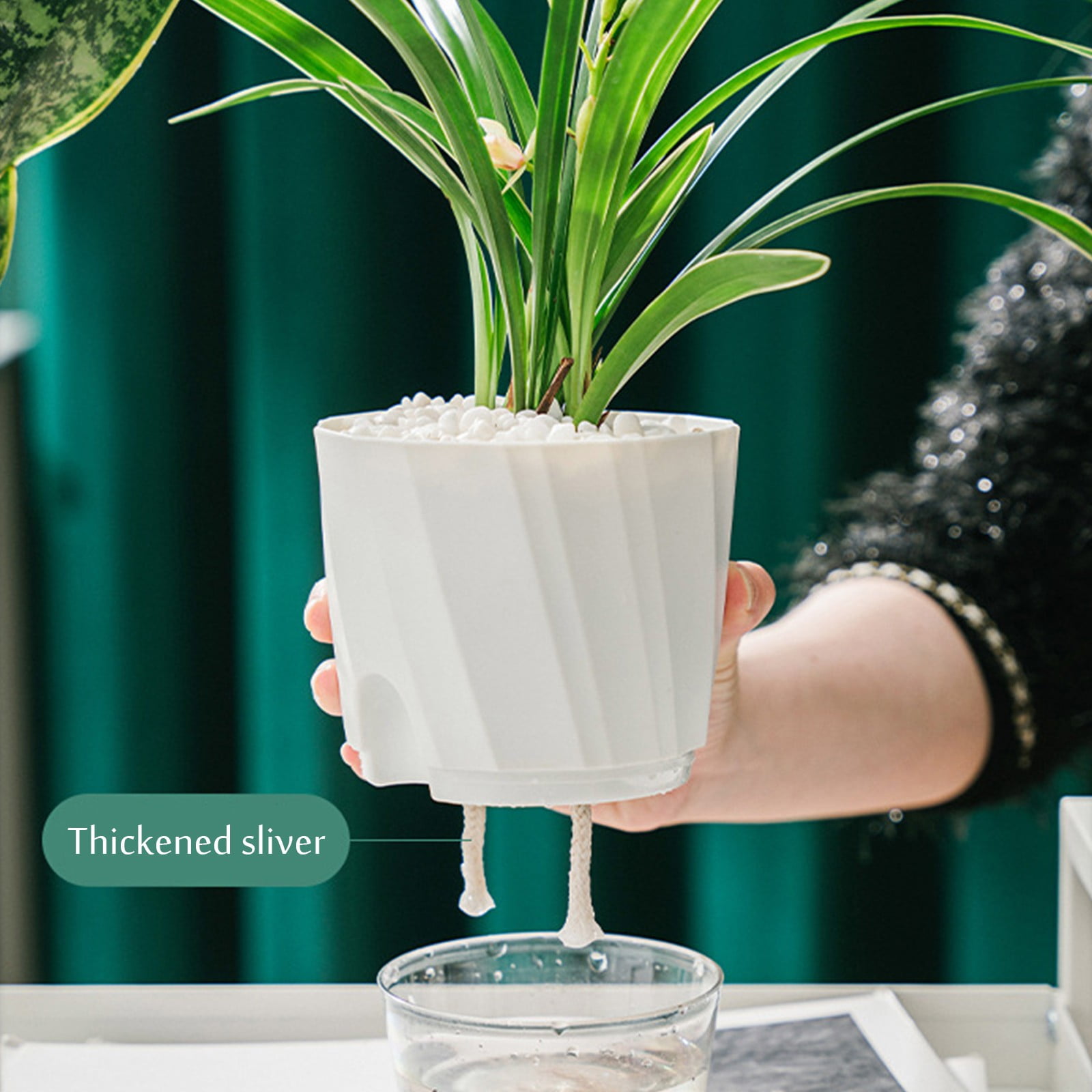 BNNG Self Watering Plant Pot , Plant Pot with Drainage Hole and Large ...