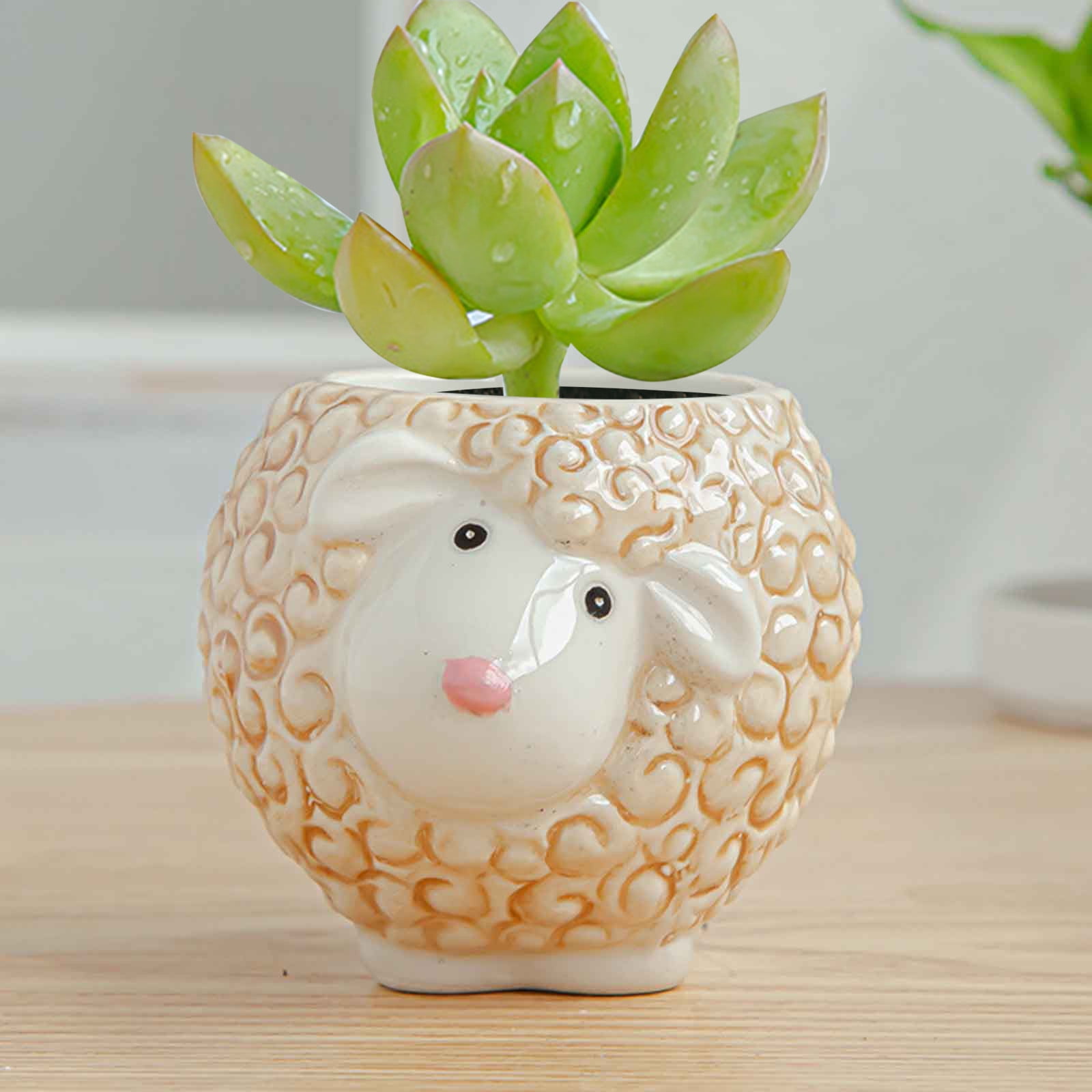 BNNG Sheep Pot Ceramic Succulent Plant Pot Cactus Potted Planting ...