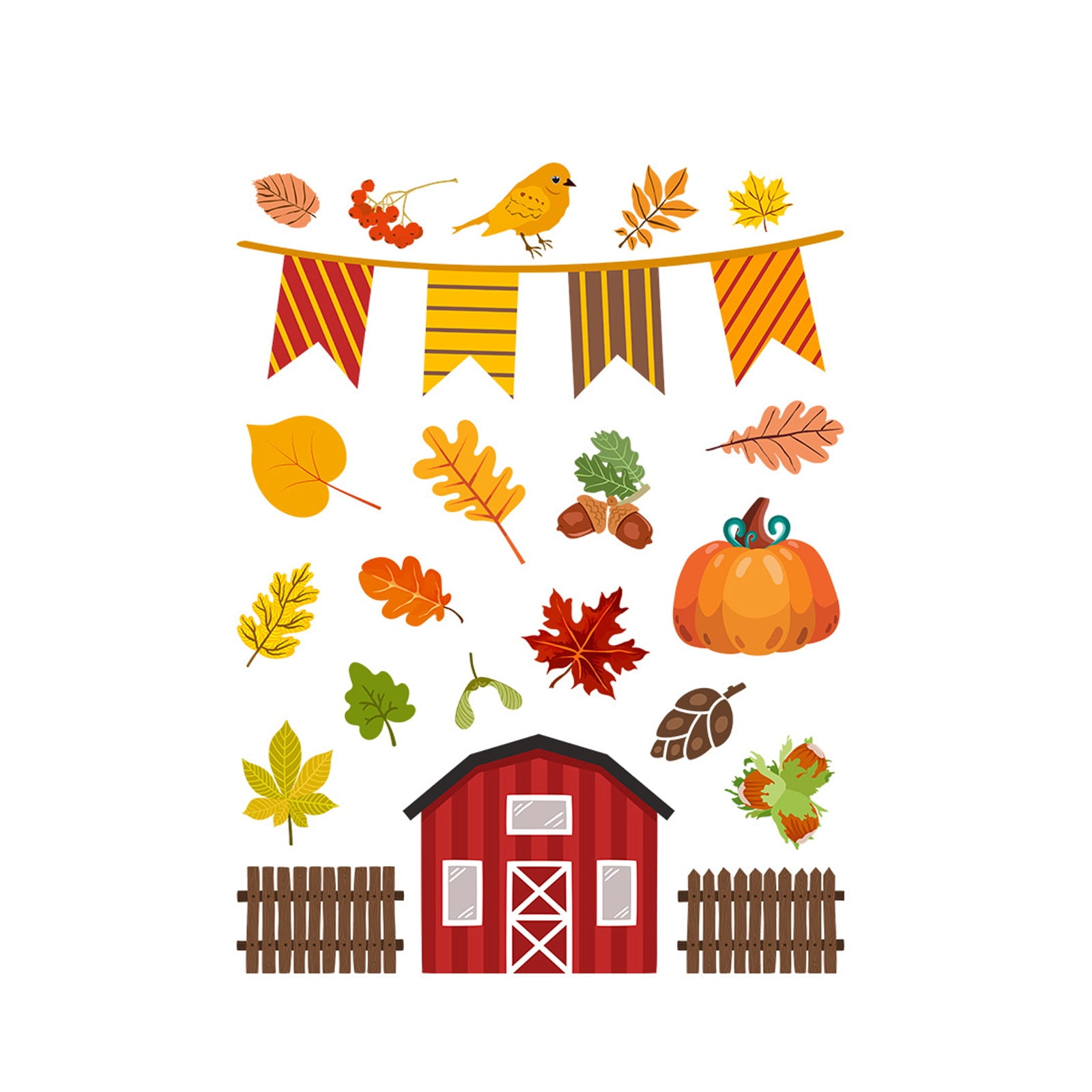 BNNG Thanksgiving Window Clings - Fall Window Clings,Double Sided ...