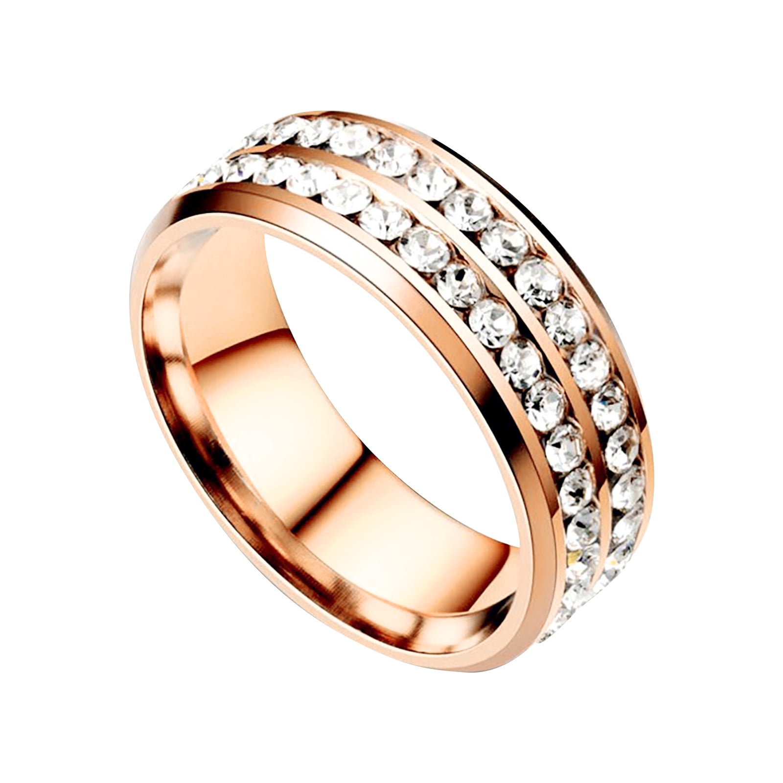 BNNG Titanium Steel Double Diamond Ring Korean Style Fashion Stainless ...