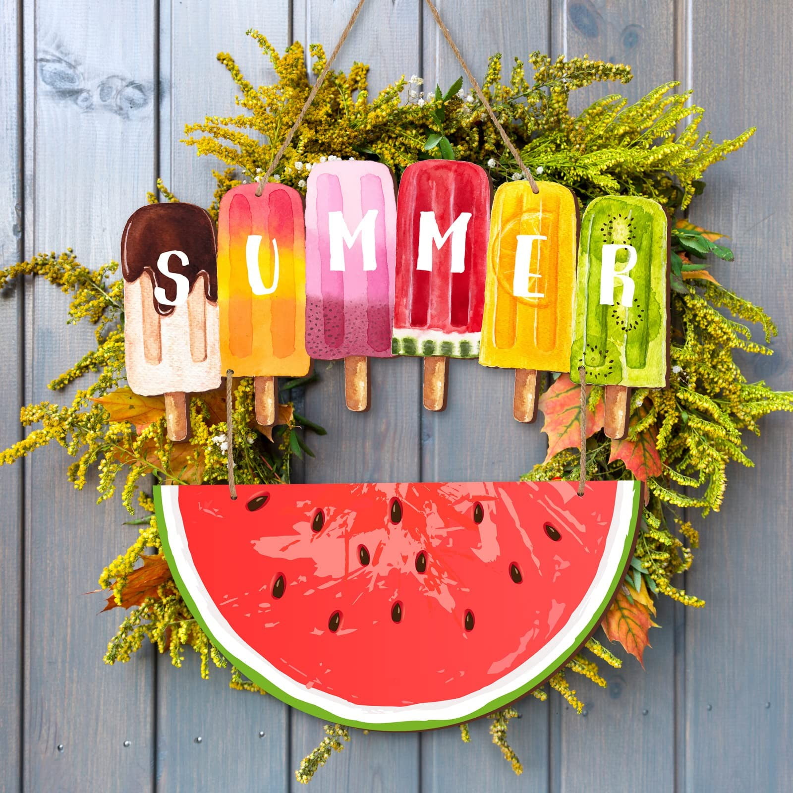 BNNG Watermelon Door Sign Summer Welcome Door Hanger Wood Front Door ...
