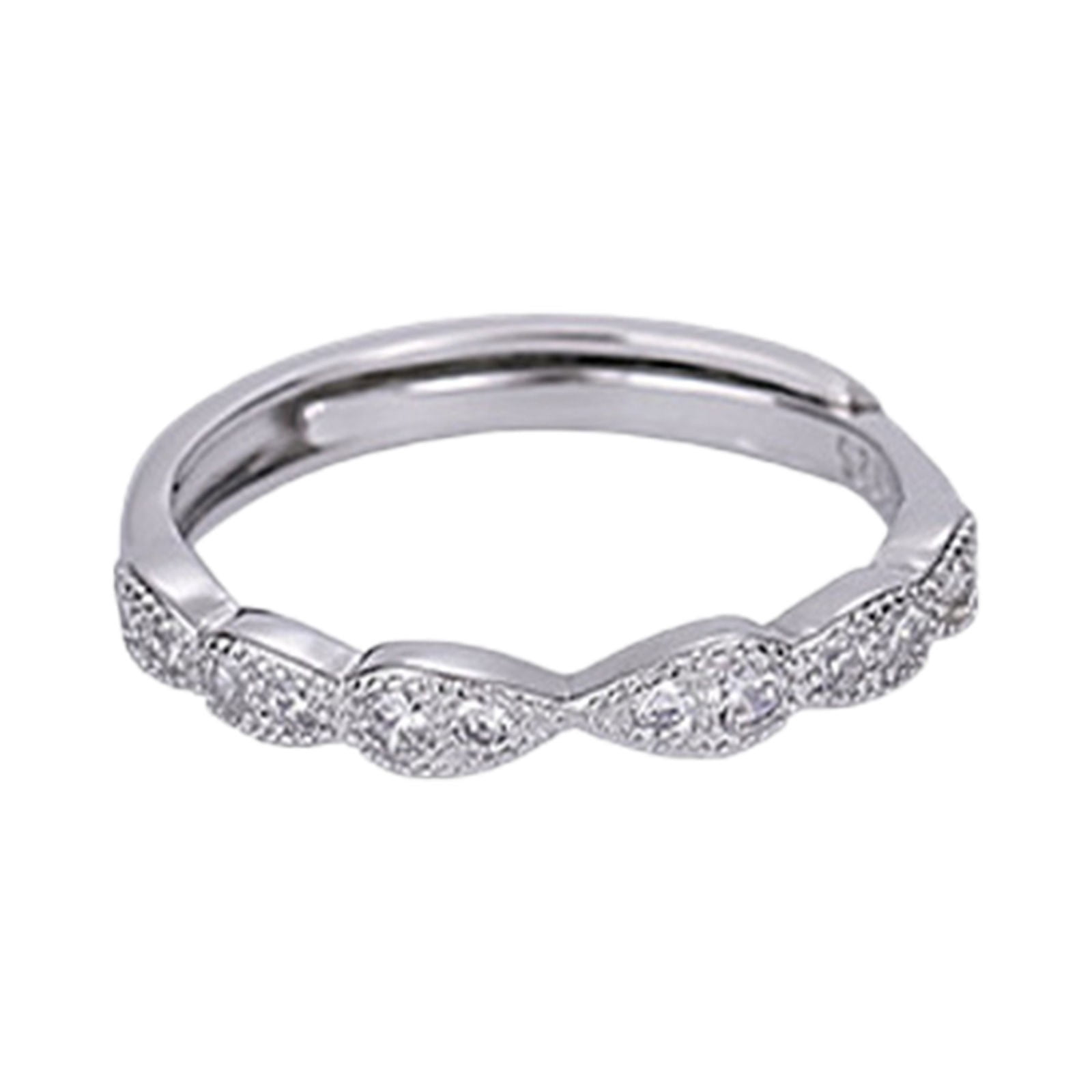 BNNG White Copper Non Fading Sugar Couple Ring Silver Adjustable Ring ...