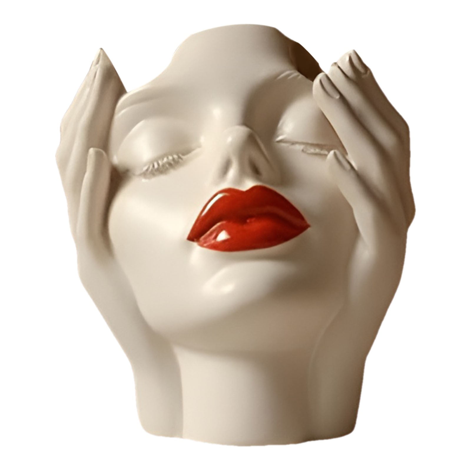 BNNG White Resin Face Vase, Female Form Modern Vases Head Half Bust ...
