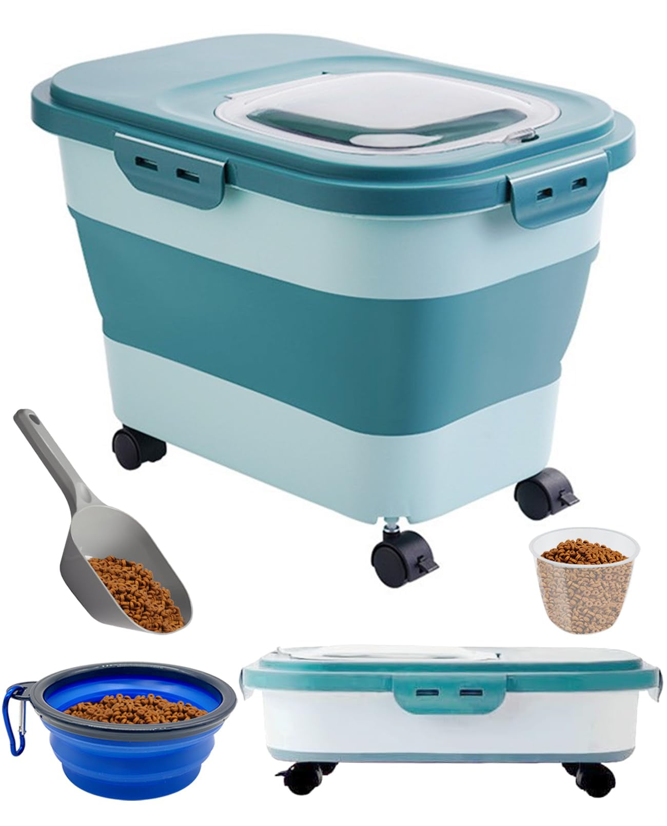 BNOSDM 15-20 Lbs Collapsible MMF7 Pet Food Storage Containers for Dog ...