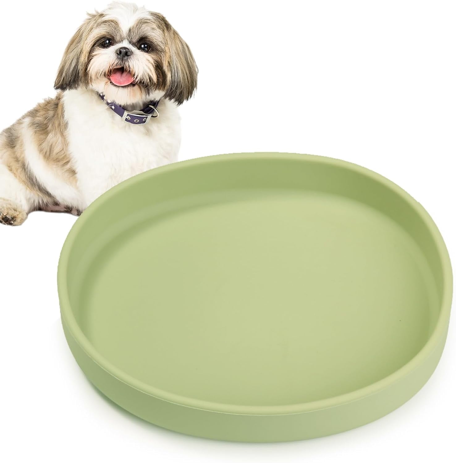 BNOSDM Silicone Dog Food Plate Shallow Dog Bowl Flat Cat Dish 1 Pack ...