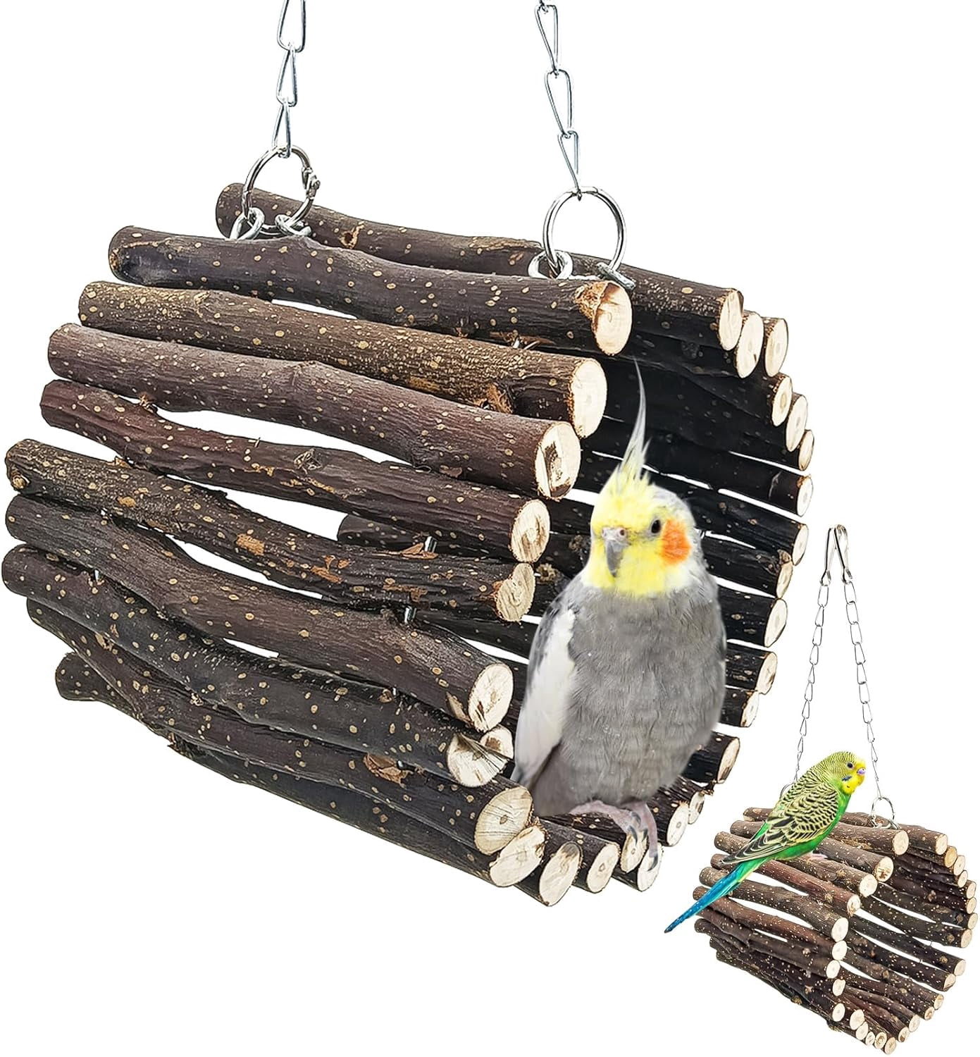 BNOSDM Wooden Bird Tunnel Parrot Swing Toys Natural Fruitwood Hanging ...