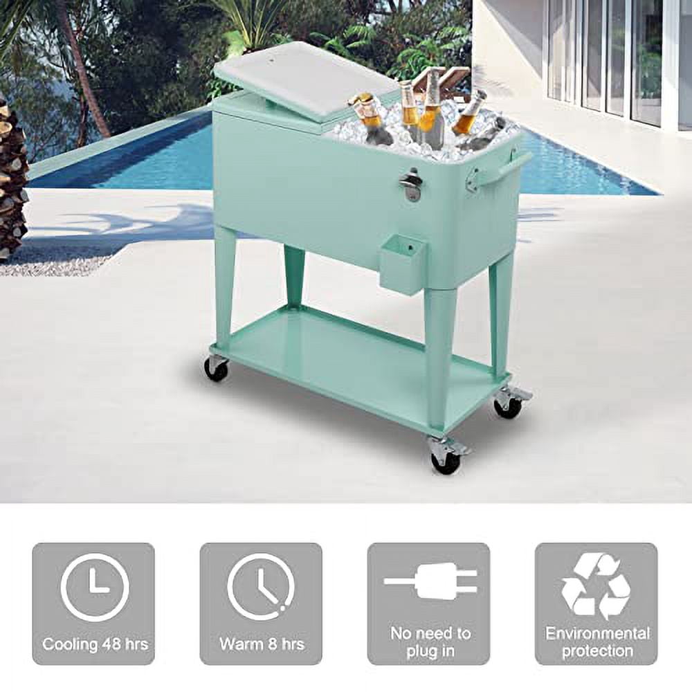 BNSPLY 80 Quart Outdoor Cooler Cart Rolling Ice Chest Cooler Cart ...