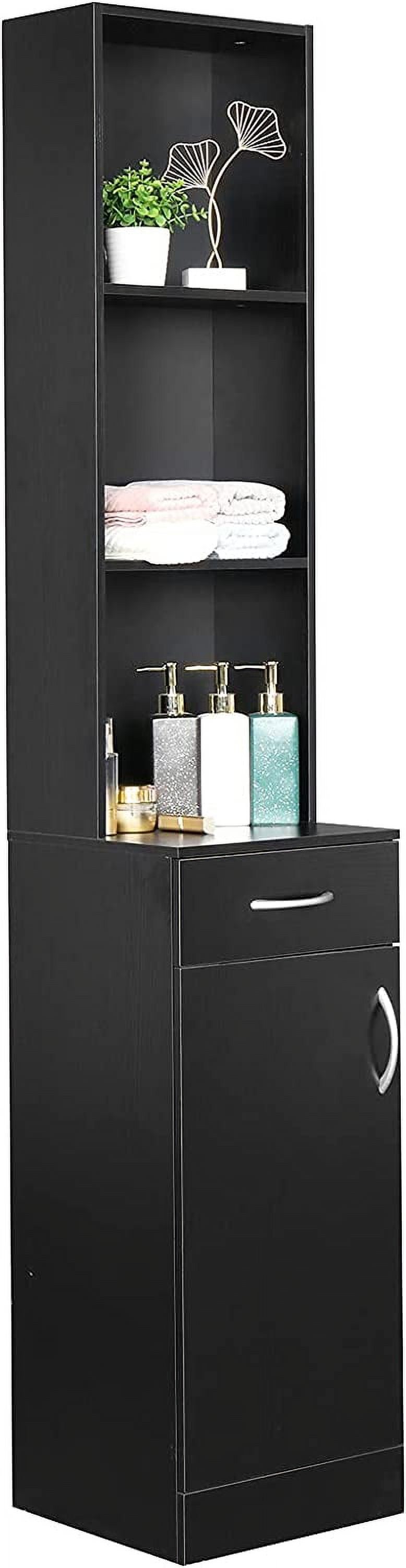 BNSPLY Tall Bathroom Cabinet, Narrow Slim Linen Cabinet with 3 Tier ...