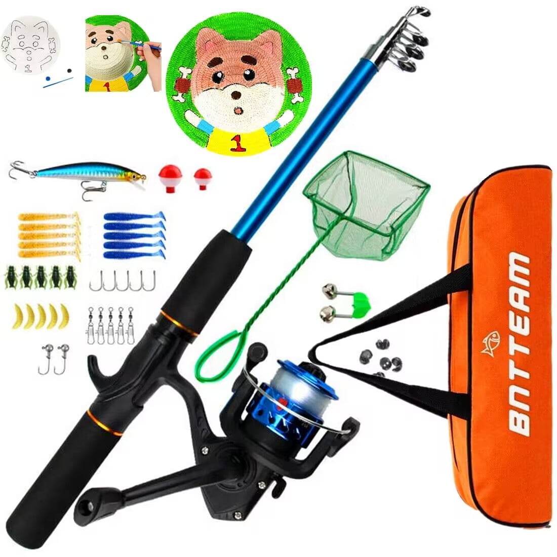 BNTTEAM Kids Fishing Rod, 1.5M 61Inch 4.92Ft Portable Telescopic ...