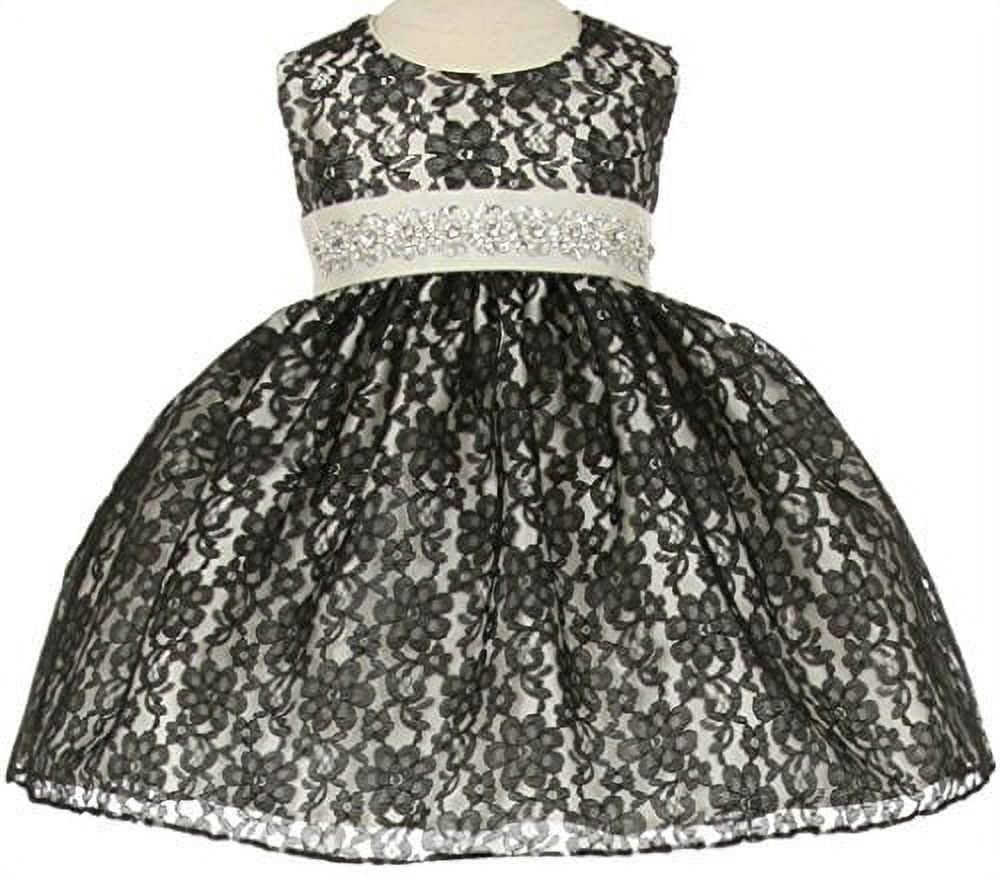 BNY Corner Baby Flower Girl Dress Overlay Lace Rhinestone Belt Black ...