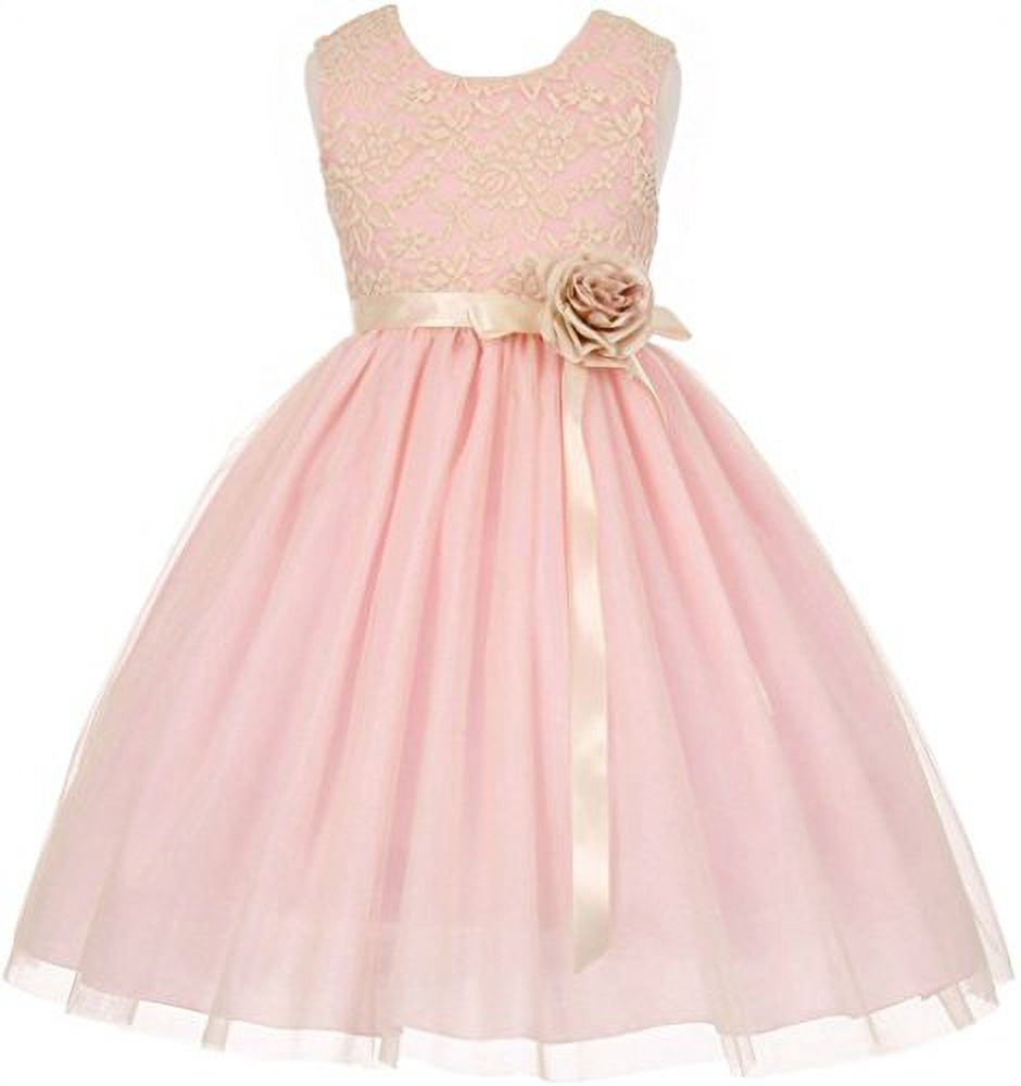 BNY Corner Flower Girl Dress Lace Two Tone Satin Ribbon in Pink 14 JKS ...
