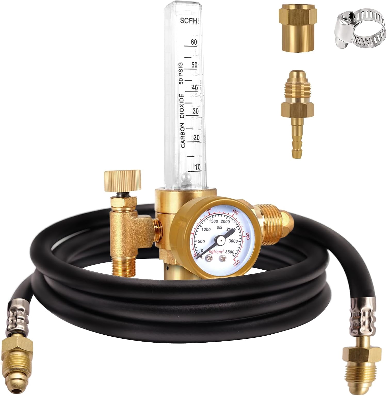 BO WELD Argon CO2 Regulator Meter Gas Regulator with 6.8ft Gas Hose for ...