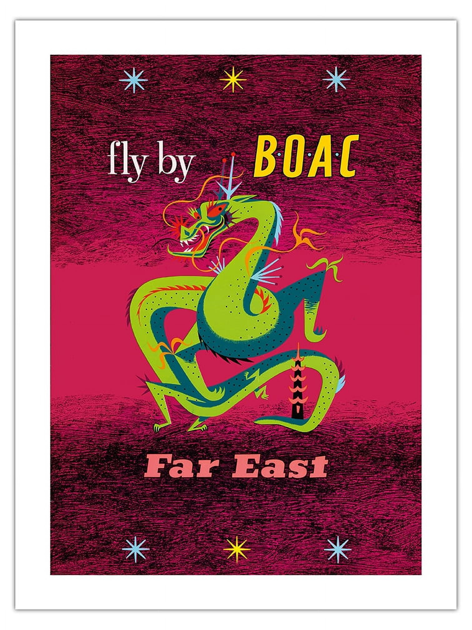 BOAC - Far East - Dragon - Vintage Airline Travel Poster by Maurice ...