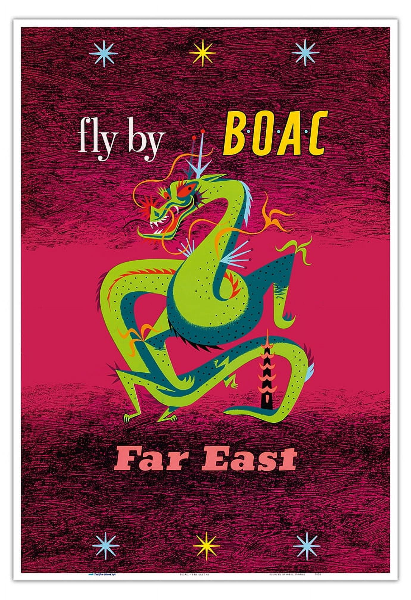 BOAC - Far East - Dragon - Vintage Airline Travel Poster by Maurice ...