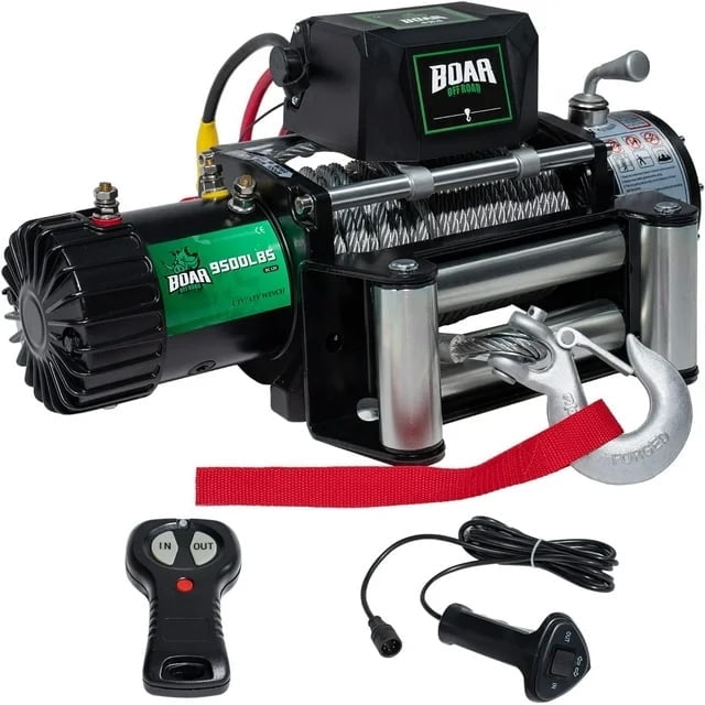 BOAR OFF ROAD 9500 Lb Winch, Electric Winch 12V with Steel Rope, Roller ...