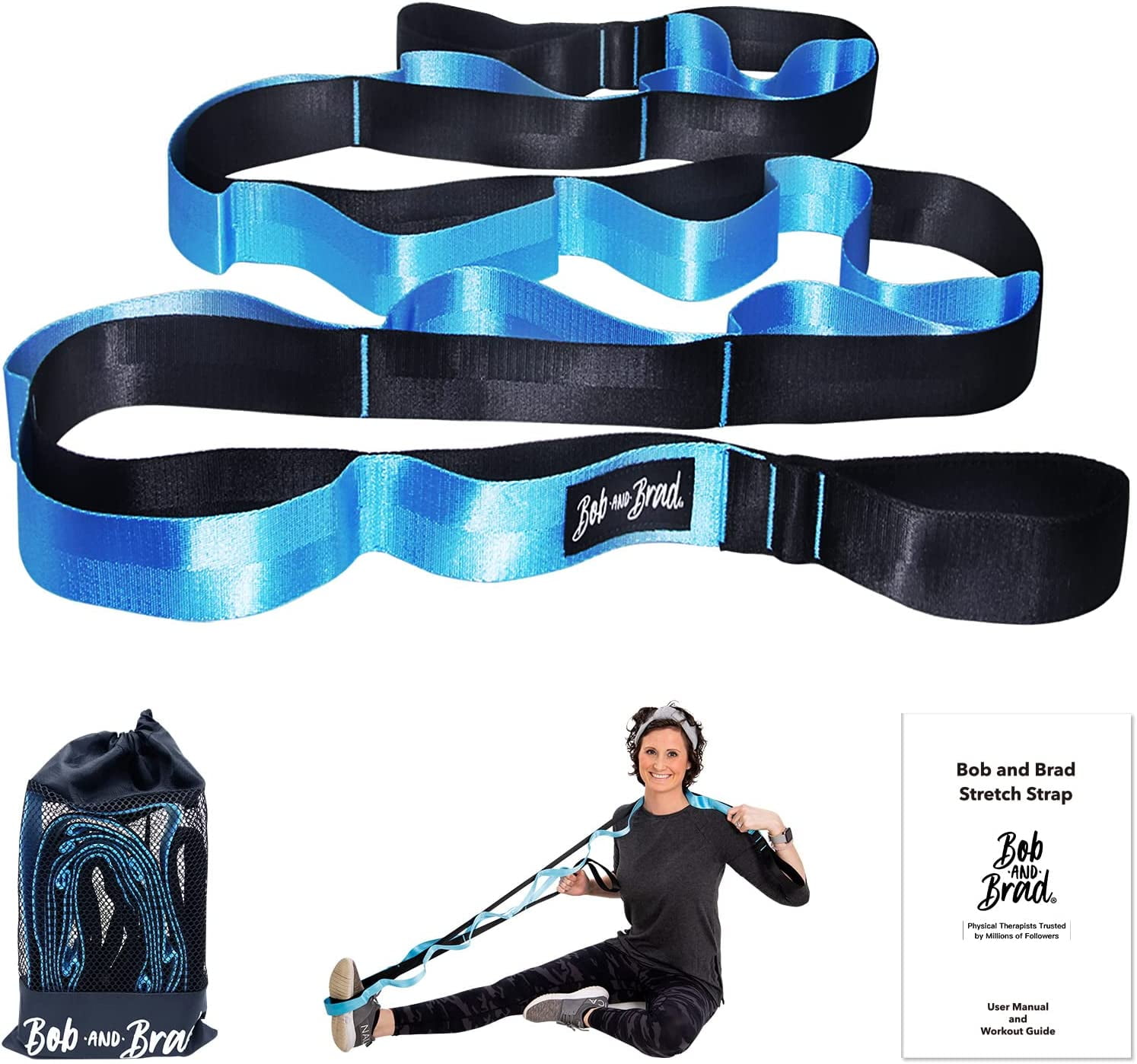 BOB AND BRAD 12-Loop Stretch Strap, Yoga, Pilates, Fitness, Dance ...