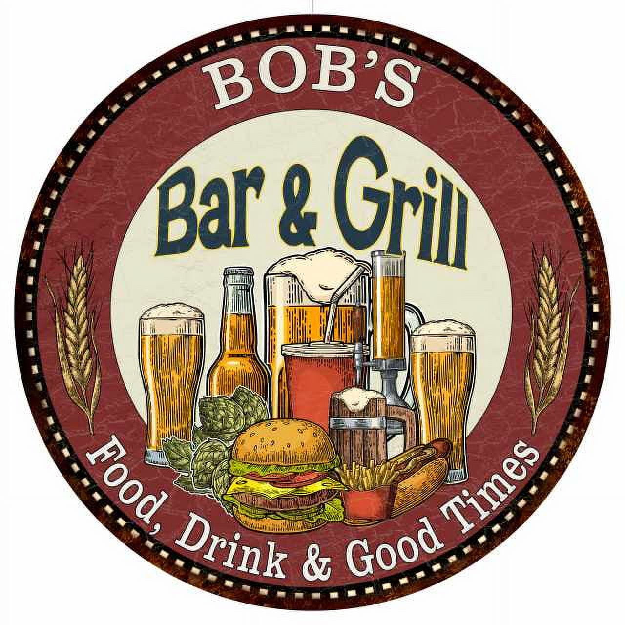 BOB'S Bar and Grill 12" Round Metal Sign Kitchen Wall Decor ...