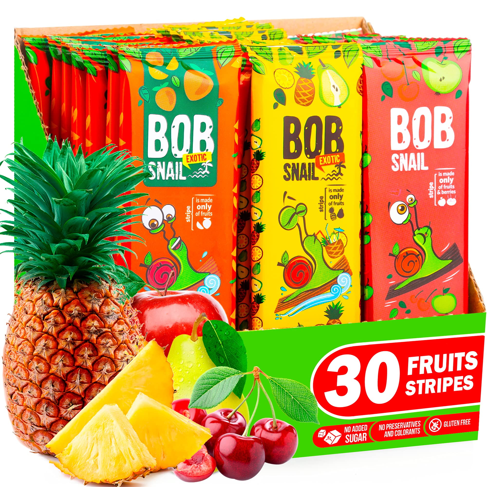 BOB SNAIL Snacks Variety Pack for Kids Adults - 60 Healthy Fruit Snacks ...