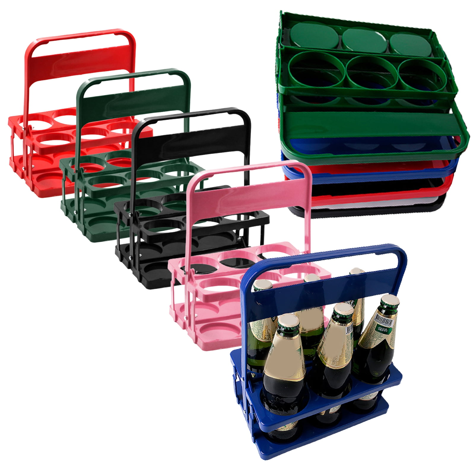 BOBASNDM Collapsible Plastic Drink Holder with Wide Handle for 6-Bottle ...