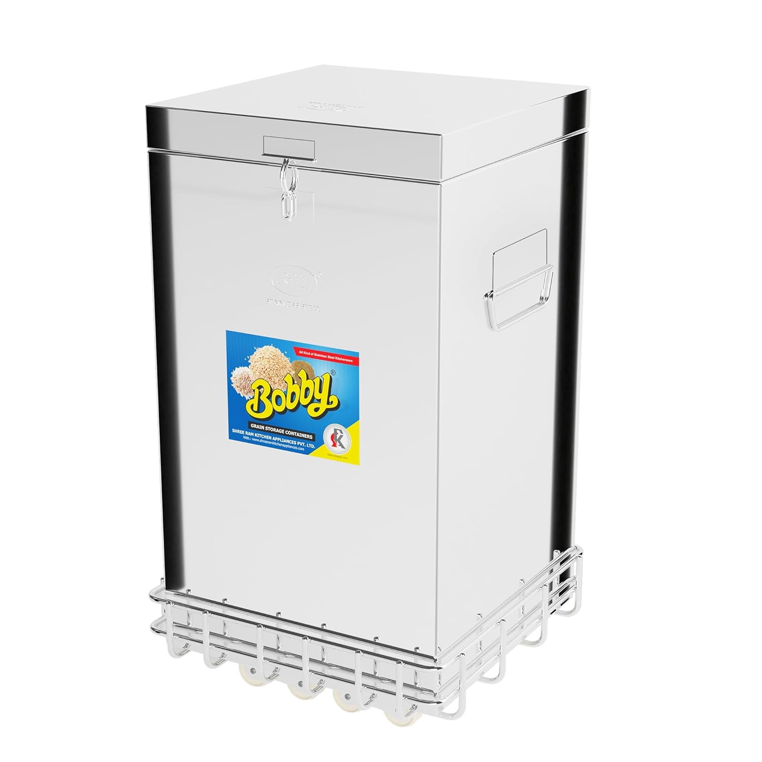 BOBBY 50 Kg Stainless Steel Grain Storage Big Containers With SS ...