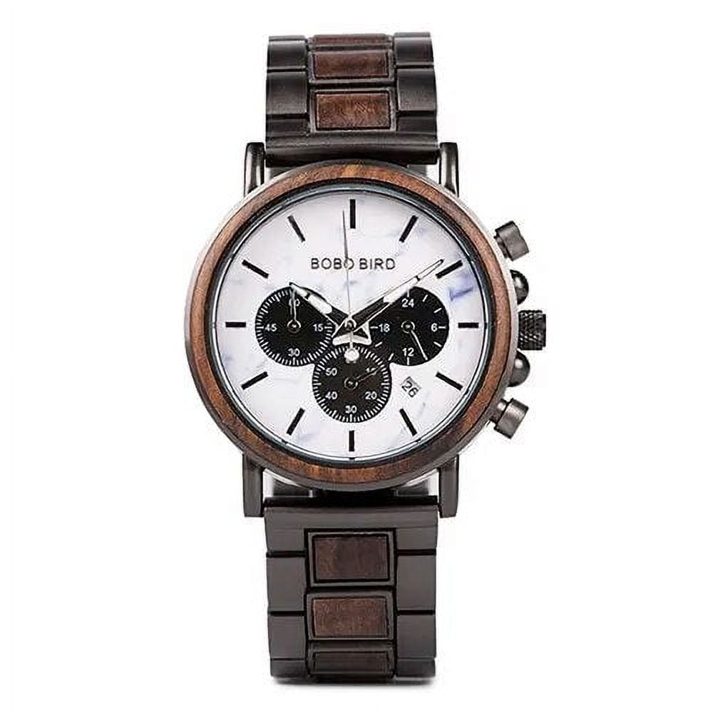 BOBO BIRD Chronograph Men Watch Wooden Brand Luxury Metal Clock montre ...