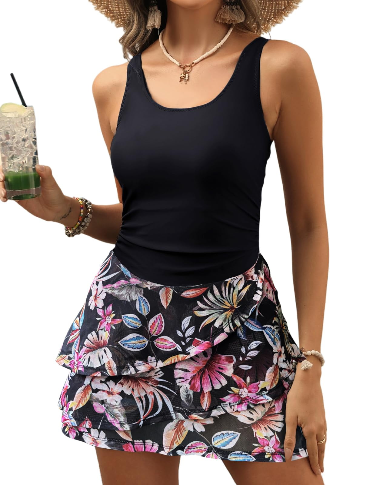 BOBO Women One Piece Swimdress Swimsuit Tummy Control Modest Swim Dress ...
