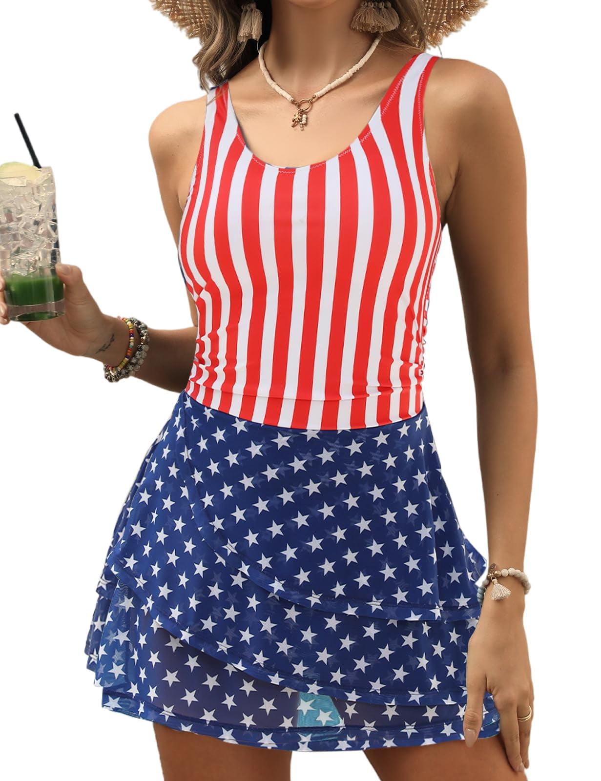 BOBO Women One Piece Swimdress Swimsuit Tummy Control Modest Swim Dress ...