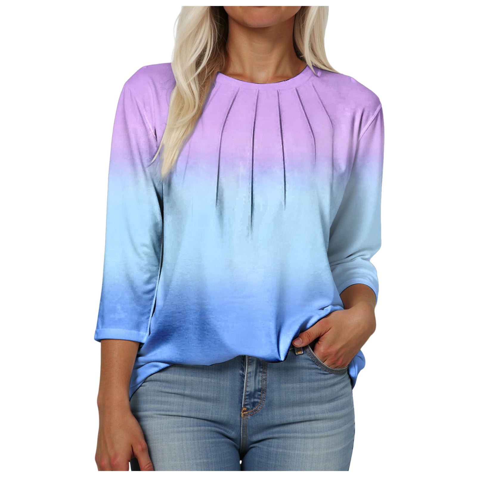 BOBOGOJP 3/4 Length Sleeve Womens Tops Lace Business Dressy Casual ...