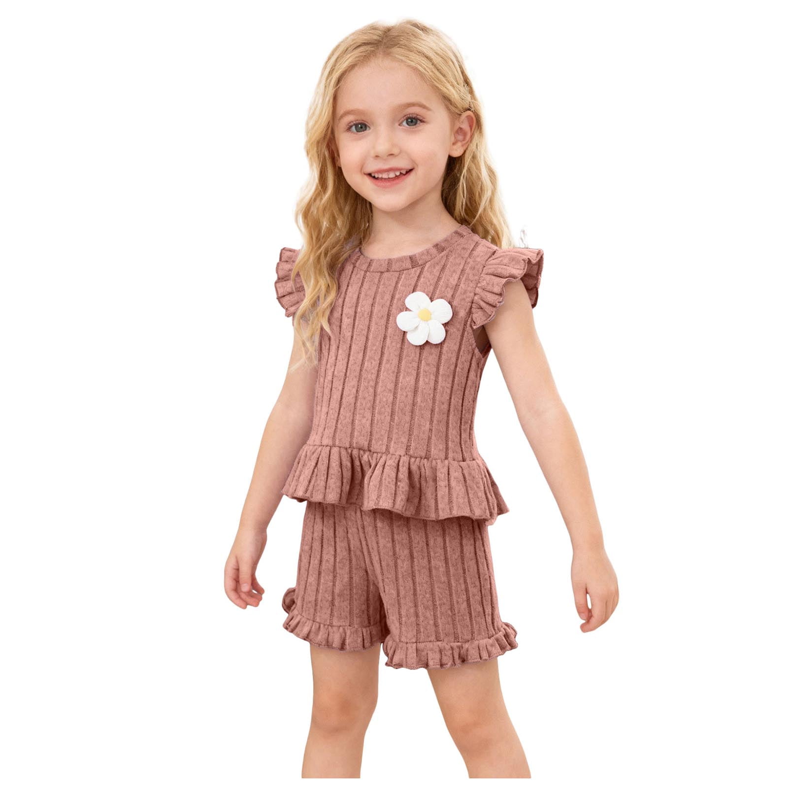 BOBOGOJP 4T 5T 6 7 Years Little Kids Toddler Girl Summer Clothes Ruffle ...