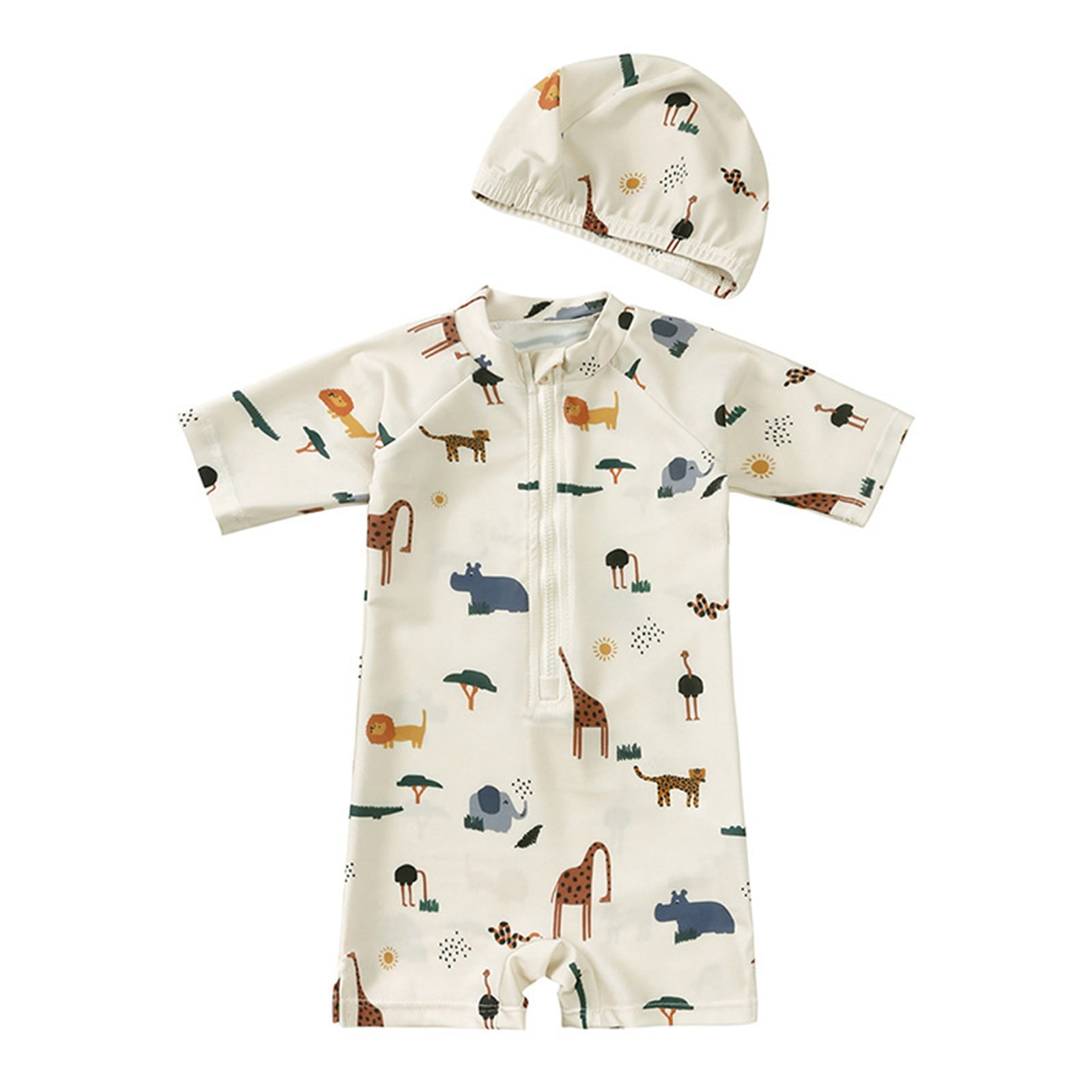 BOBOGOJP Baby Boy Girls Shark One Piece Swimsuit Short Sleeve Zip Up ...