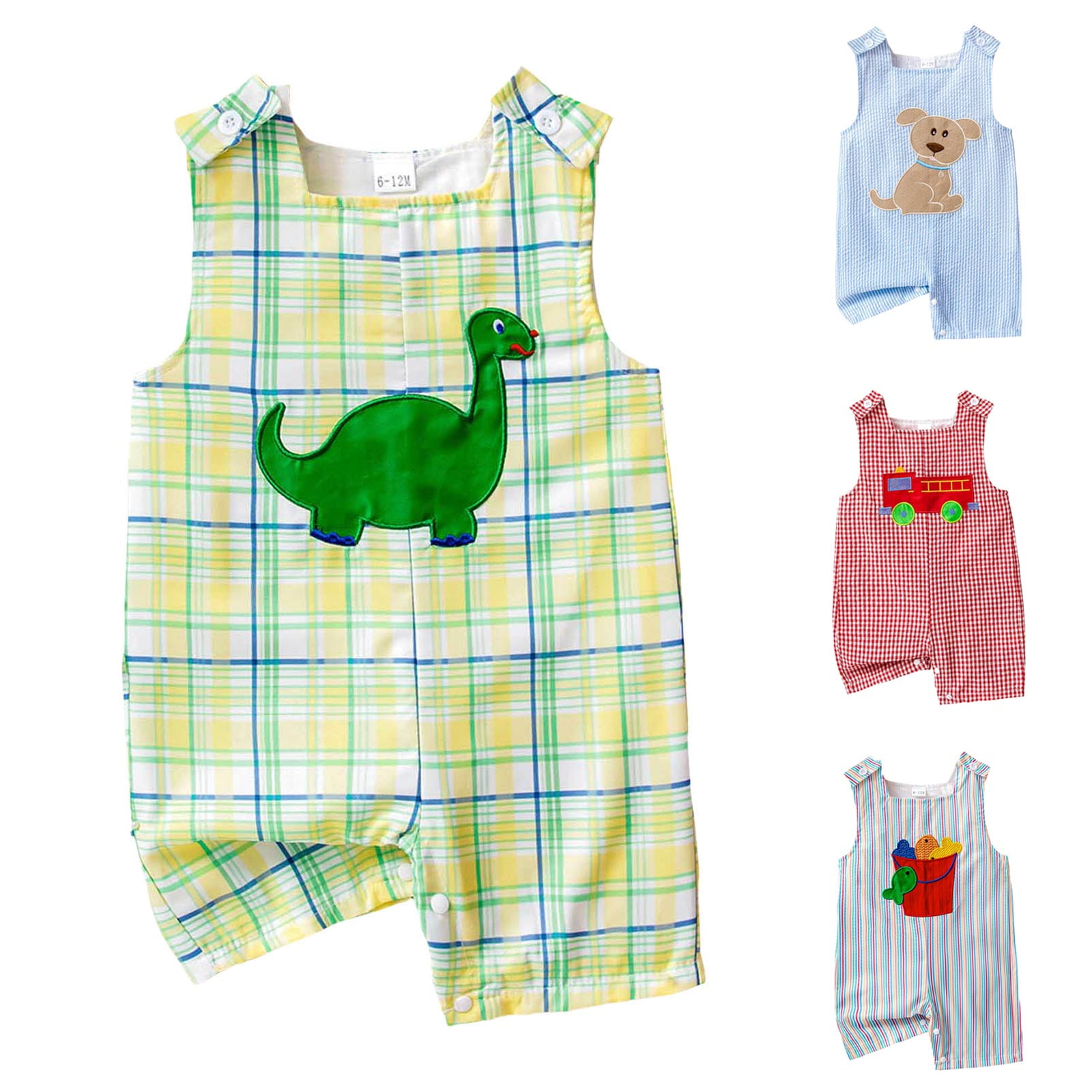 BOBOGOJP Baby Boys Sleeveless Seersucker Romper One Piece Straps ...