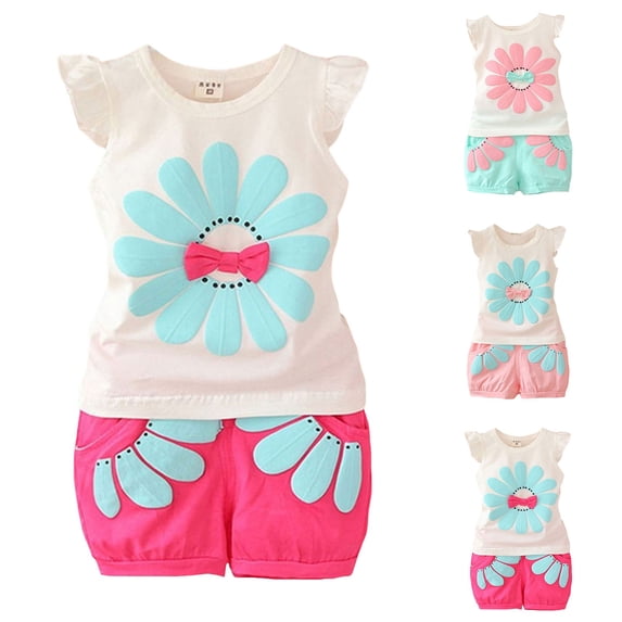 BOBOGOJP Baby Girl Clothes Outfits Short Sets 2 Pieces with T-Shirt ...