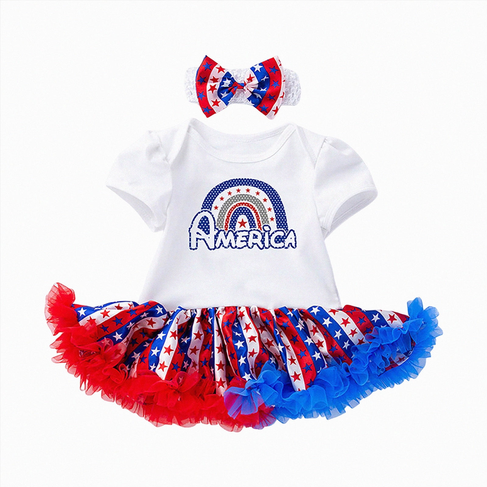 BOBOGOJP Baby Girls 4th of July Outfit Tulle Tutu Skirts Set Toddler ...