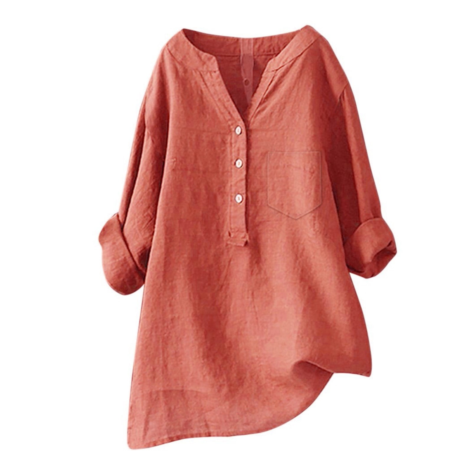 BOBOGOJP Blouses for Women 3/4 Ruffle Sleeve Fall Tops V Neck Business ...