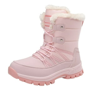 Bacca Girls Anti-Slip Snow Boots Pink Glitter Warm Faux Fur-Lined ...