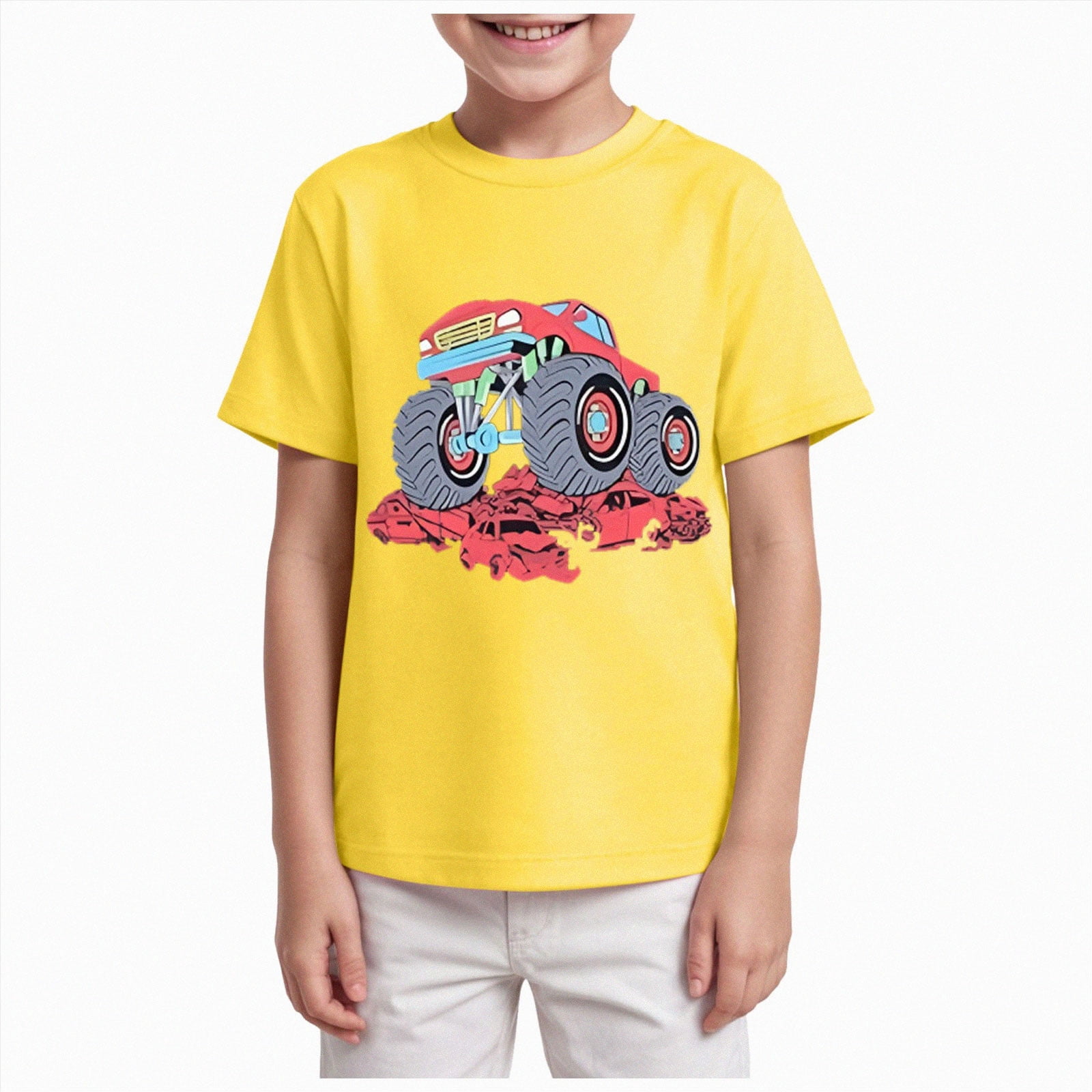 BOBOGOJP Boys T-Shirt Tee Kids Short Sleeves Shirt Excavator Monster ...