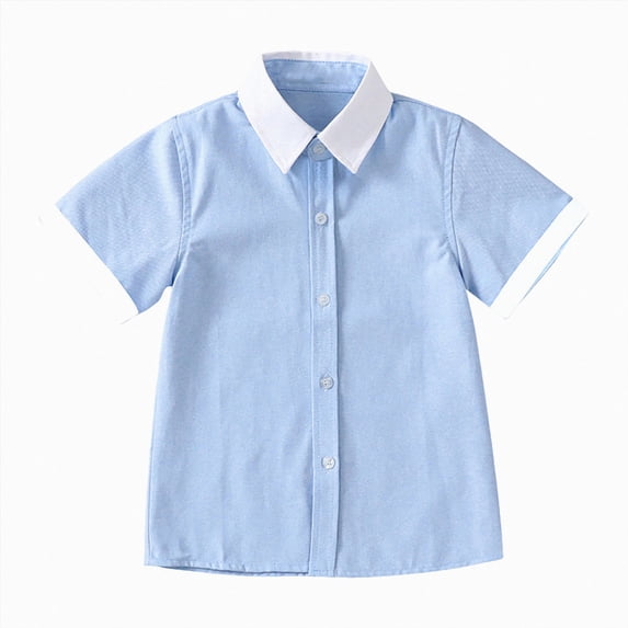 BOBOGOJP Boys Uniform Shirt Kids Short Sleeve Button Down Shirts ...