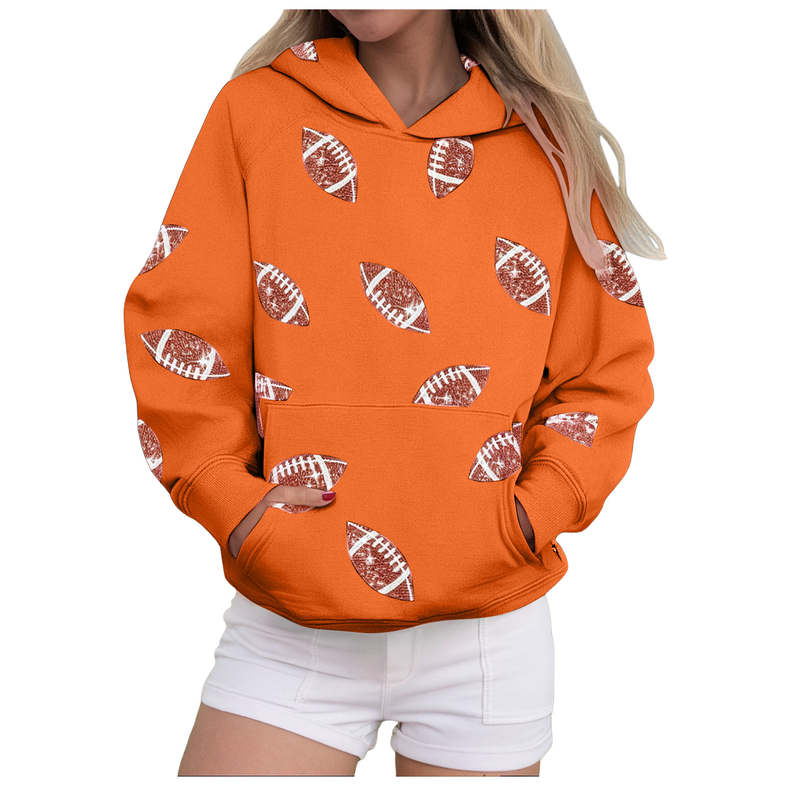 BOBOGOJP Football Sweatshirt For Women Graphic Print Casual Long Sleeve ...
