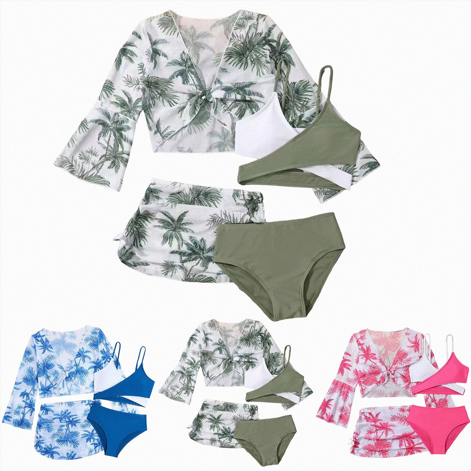 BOBOGOJP Girl's 3 Piece Cute Bowknot Bathing Suit Halter Triangle High ...