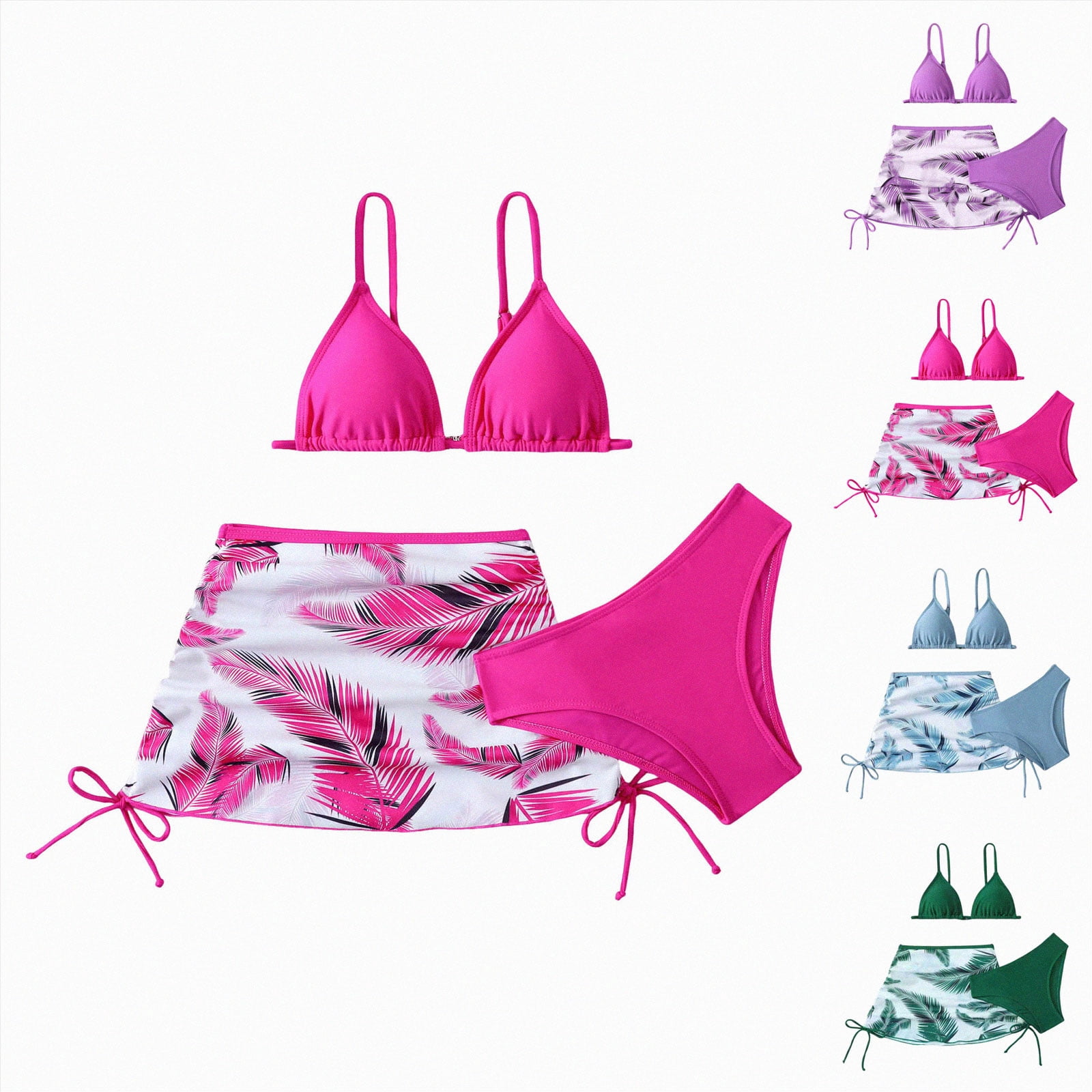 BOBOGOJP Girl's 3 Piece Cute Bowknot Bathing Suit Halter Triangle High ...