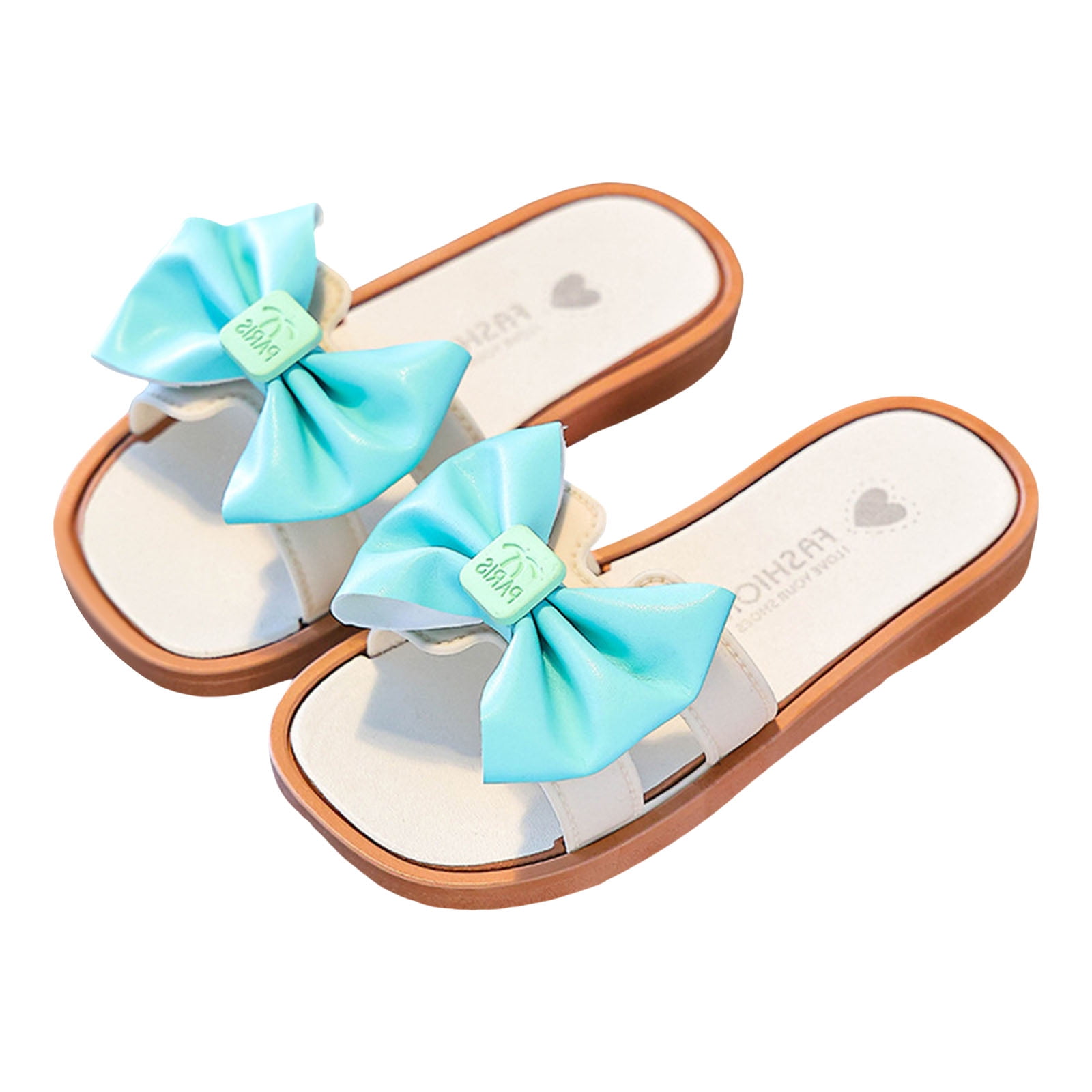 BOBOGOJP Girl's Polka Dots Bow Leather Sandals Slides Open Square Toe ...