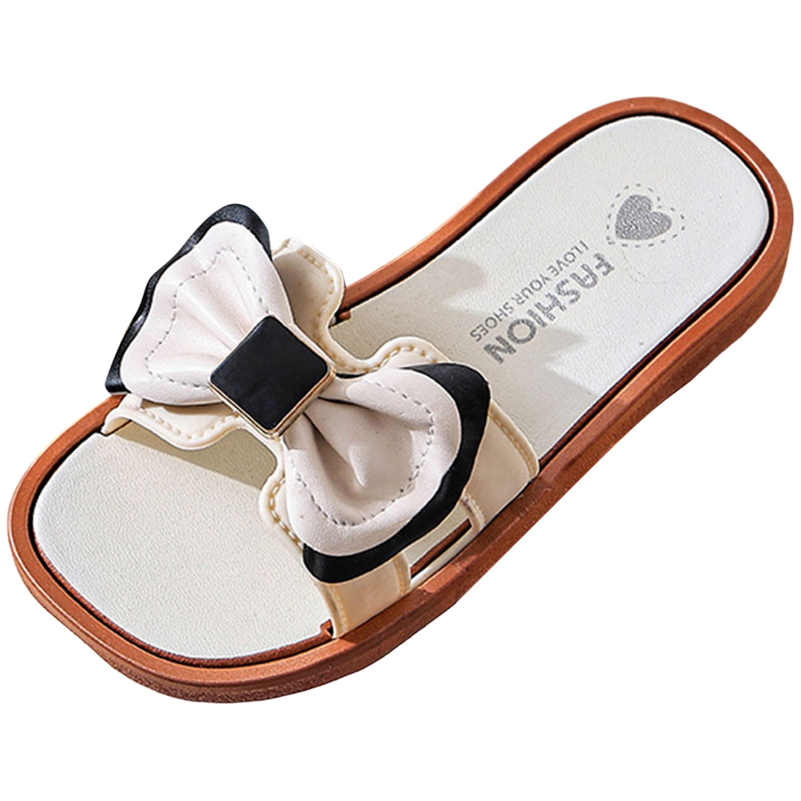 BOBOGOJP Girl's Slip on Sandals Bow Sandals Round Open Toe Beach ...